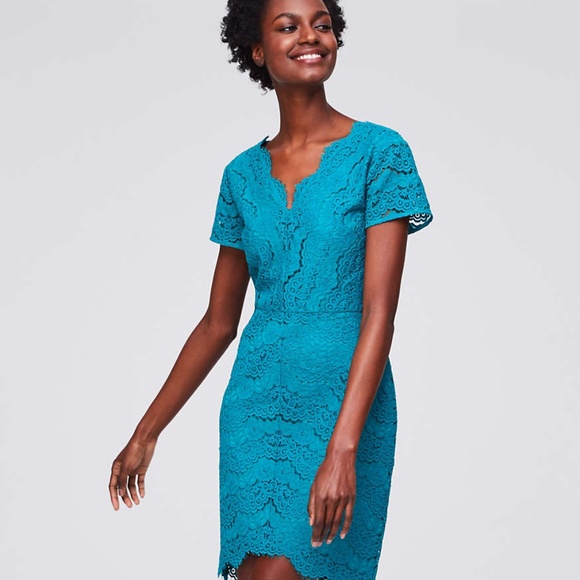 LOFT | Dresses | Nwt Loft Lace Vneck And Back Sheath Dress | Poshmark